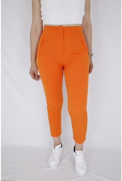 TDW Dress Well Ön Çift Pensli Flato Cepli Pantolon - Turuncu TDW Dress Well Ön Çift Pensli Flato Cepli Pantolon - Turuncu