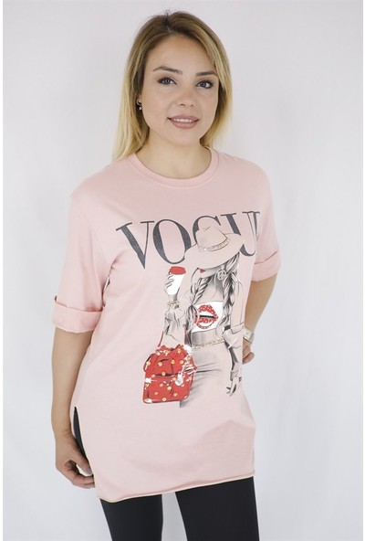 TDW Dress Well Sıfır Yaka Gül Kurusu Vogue Tunik