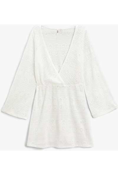 Koton V Yaka Mini Plaj Elbisesi Koton V Yaka Mini Plaj Elbisesi