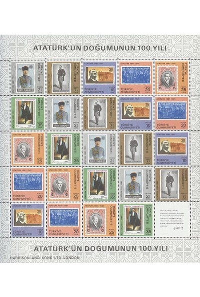Benim Koleksiyonum Atatürk'ün Doğumunun 100. Yılı Tabaka Blok Pul 1981 Benim Koleksiyonum Atatürk'ün Doğumunun 100. Yılı Tabaka Blok Pul 1981