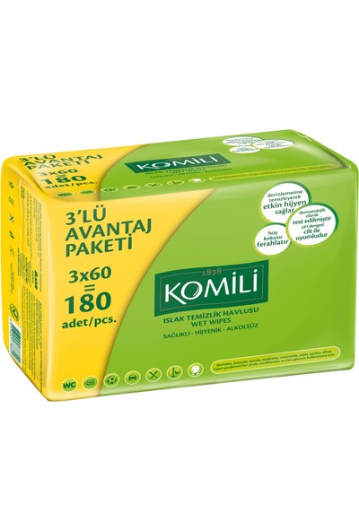 Komili Islak Havlu Mendil 60 Yaprak Klasik 36 Lı Set (12PK*3) 2160 Yaprak Komili Islak Havlu Mendil 60 Yaprak Klasik 36 Lı Set (12PK*3) 2160 Yaprak