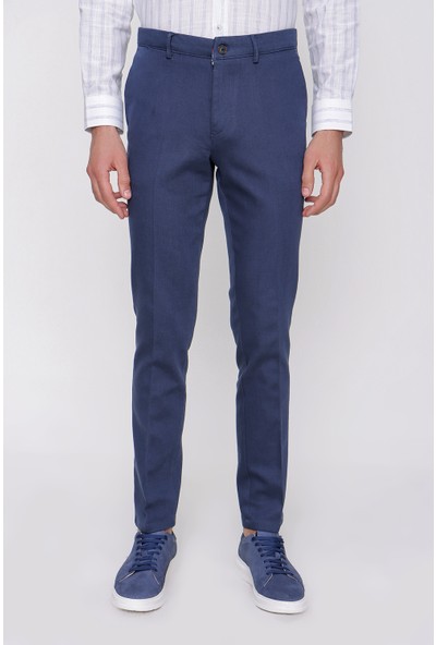 Erkek Saks Mavisi Dinamic Fit Rahat Kesim Chino Keten Pantolon Erkek Saks Mavisi Dinamic Fit Rahat Kesim Chino Keten Pantolon