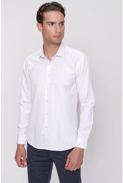 Morven Erkek Pembe Saldera Slim Fit Dar Kesim Düz Uzun Kollu Gömlek Morven Erkek Pembe Saldera Slim Fit Dar Kesim Düz Uzun Kollu Gömlek