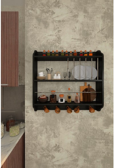 Sanal Mobilya Barletta Mutfak Rafı Siyah