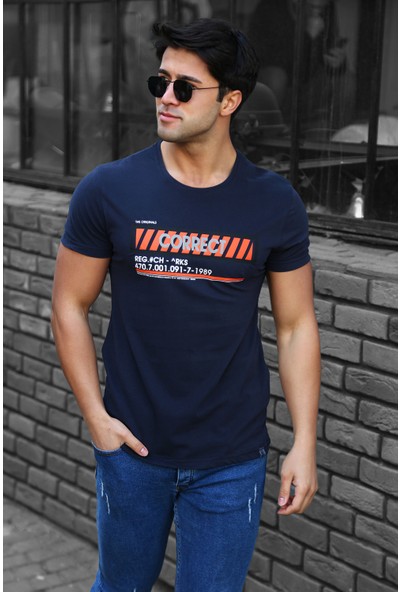 Weyeze Correct Baskılı Fırçalı Pamuklu Slim Fit T-Shirt AC-Y38262LNS Weyeze Correct Baskılı Fırçalı Pamuklu Slim Fit T-Shirt AC-Y38262LNS