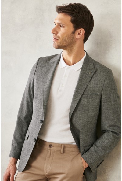 Altınyıldız Classics Erkek Gri-Siyah Slim Fit Dar Kesim Kırlangıç Yaka Desenli Casual Ceket Altınyıldız Classics Erkek Gri-Siyah Slim Fit Dar Kesim Kırlangıç Yaka Desenli Casual Ceket