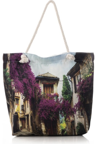 Rapapa Kadın Manzara Baskılı Plaj Çantası 2305-