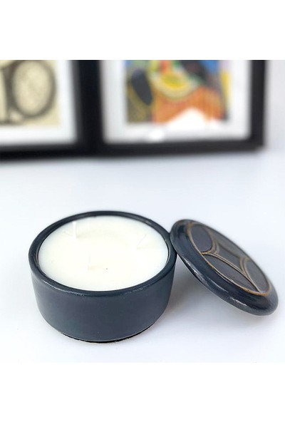 Dedo Dekoratif Obje Vanilya Aromalı Doğal Soya Mumu Beton Kutu Mumluk Antrasit