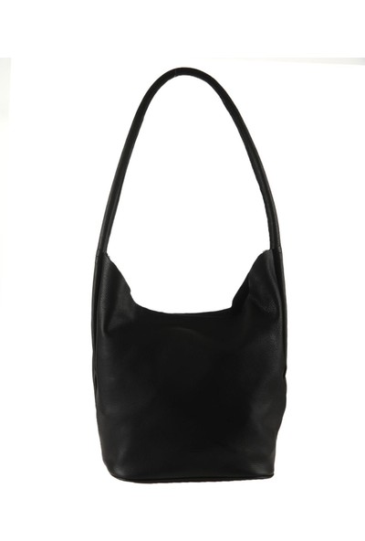 Bueno Shoes Siyah Flotter Deri Kadın Omuz Çantası