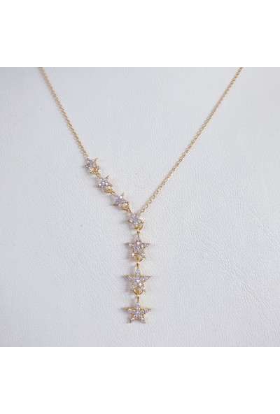 Magrib Magrib Sıralı Yedi Yıldızlı Sallantılı Bayan Gümüş Kolye