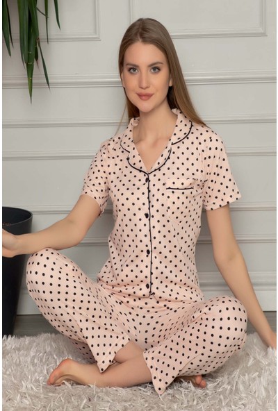 Tampap Kadın Gömlek Yaka Pijama Takımı Desenli Tampap Tampap Kadın Gömlek Yaka Pijama Takımı Desenli Tampap
