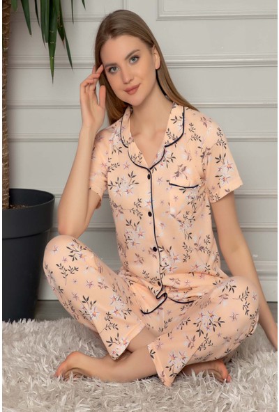 Tampap Kadın Gömlek Yaka Pijama Takımı Desenli Tampap Tampap Kadın Gömlek Yaka Pijama Takımı Desenli Tampap