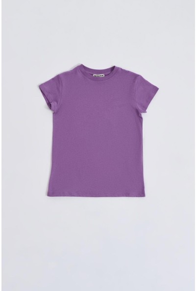 The Real Coco Organik Kısa Kollu Kız Çocuk Tişört - Mor Mor - 12-14