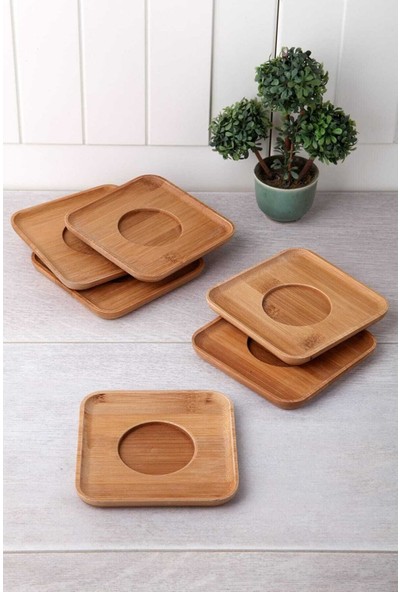 Bambu 6'lı Çay Tabağı Kare Bambu 6'lı Çay Tabağı Kare