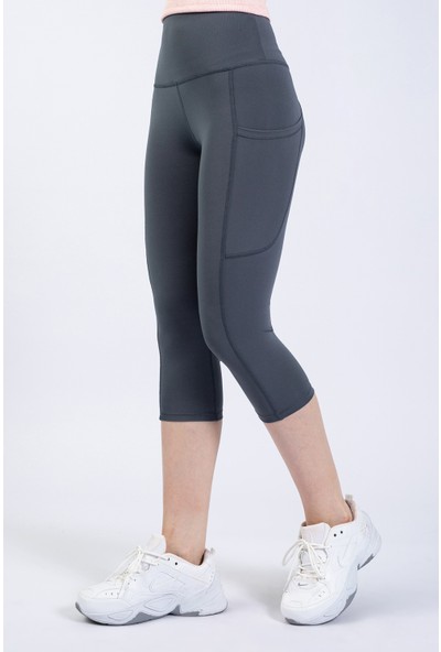 The Step Sports Snc Kadın Gri Cepli Yüksek Bel Toparlayıcı, Kapri Yoga Tayt 19 The Step Sports Snc Kadın Gri Cepli Yüksek Bel Toparlayıcı, Kapri Yoga Tayt 19