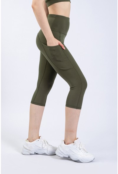 The Step Sports Snc Kadın Haki Cepli Yüksek Bel Toparlayıcı, Kapri Yoga Tayt 19 The Step Sports Snc Kadın Haki Cepli Yüksek Bel Toparlayıcı, Kapri Yoga Tayt 19