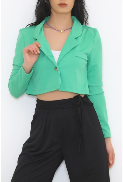 Vatkalı Crop Ceket Yeşil