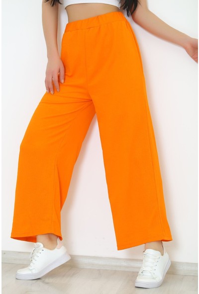 Beli Lastikli Pantolon Turuncu