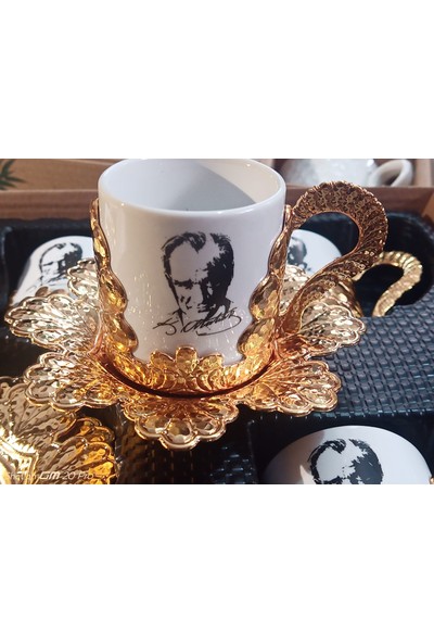 Atatürk'lü Büst 6'lı Kahve Fincan Tk Altın Döküm Atatürk'lü Büst 6'lı Kahve Fincan Tk Altın Döküm