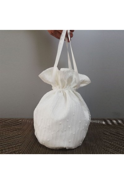 Şanel Handmade Shop Gk-38 Kırık Beyaz Gelin Kesesi Gelin Çantası Takı Kesesialtın Kesesi