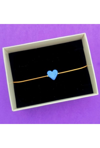 Murano Cam Gökyüzü Mavisi Kalp Bileklik Murano Cam Gökyüzü Mavisi Kalp Bileklik