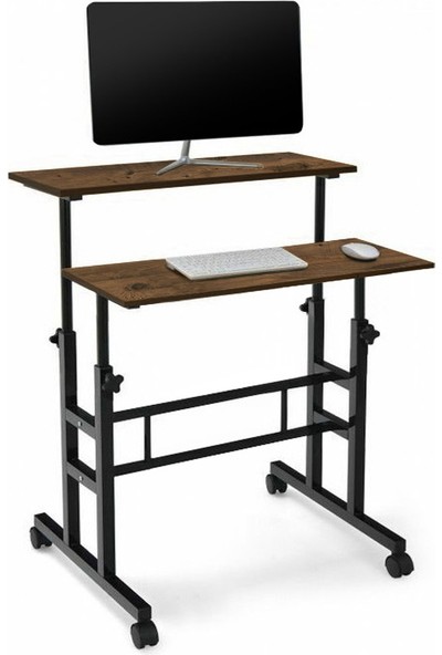 SC Dizayn Yükseklik Ayarlı Bilgisayar Laptop ve Çalışma Masası Ceviz 80 x 60 cm