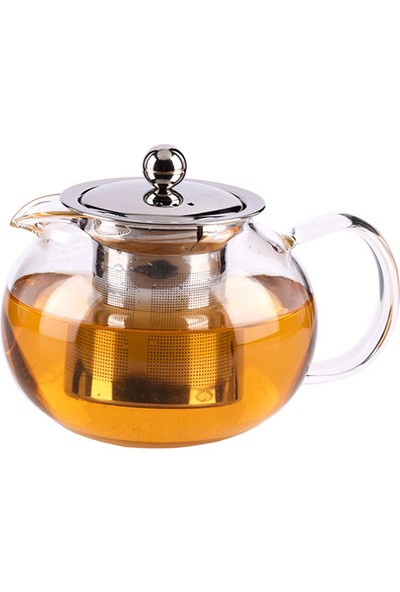 Mj Glass Borosilikat Kapaklı ve Paslanmaz Çelik Süzgeçli Cam Demlik 600 ml Mj Glass Borosilikat Kapaklı ve Paslanmaz Çelik Süzgeçli Cam Demlik 600 ml