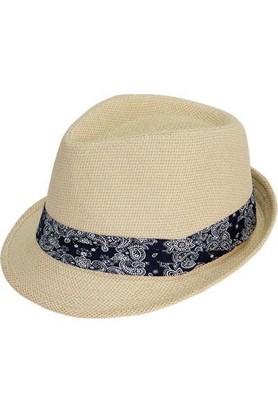 Bay Şapkacı Desenli Kadın Fötr Krem Şapka 6174