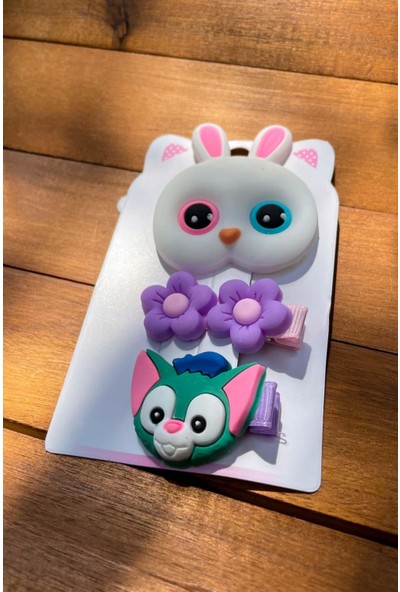 Şubu Tasarım 3'lü Lastik Pens Toka Lila SBT0898