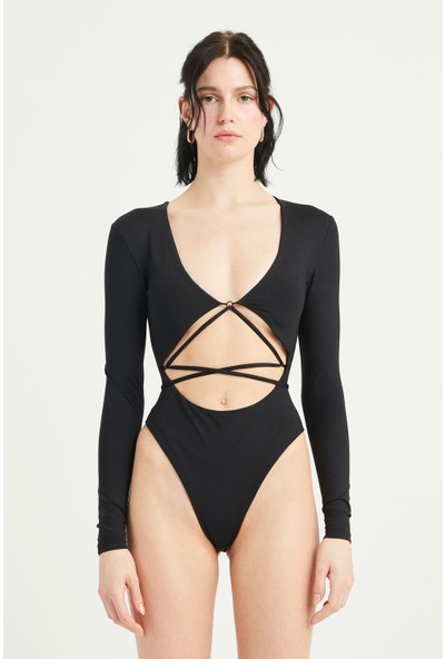 I am not basic Kadın Siyah Göbeği Açık Adalyn Bodysuit I am not basic Kadın Siyah Göbeği Açık Adalyn Bodysuit