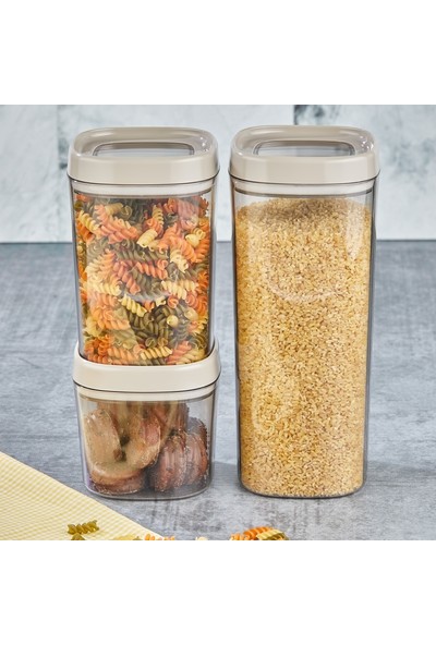 Mugiss Bonny Erzak Saklama Kabı 3lü Set 1800ML 1000ML 600ML Bej Mugiss Bonny Erzak Saklama Kabı 3lü Set 1800ML 1000ML 600ML Bej