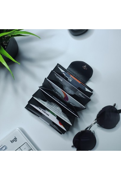 Karali Deri Erkek Deri Akordiyon Kartlık Cüzdan Yatay Siyah Karali Deri Erkek Deri Akordiyon Kartlık Cüzdan Yatay Siyah