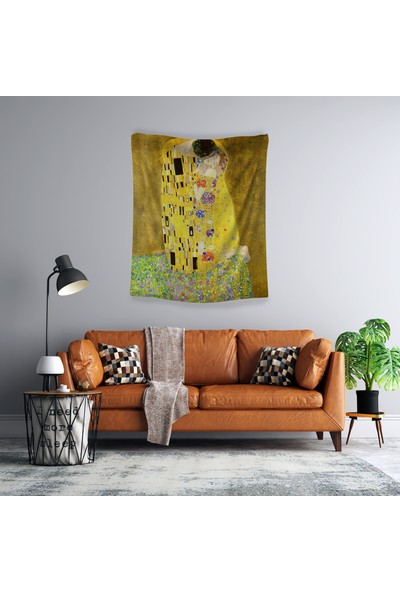 Chowa Design Gustav Klimt - The Kiss Leke Tutmaz Kadife Dokulu Örme Raşel Kumaş Duvar Örtüsü 130X130 Duvar Halısı Chowa Design Gustav Klimt - The Kiss Leke Tutmaz Kadife Dokulu Örme Raşel Kumaş Duvar Örtüsü 130X130 Duvar Halısı