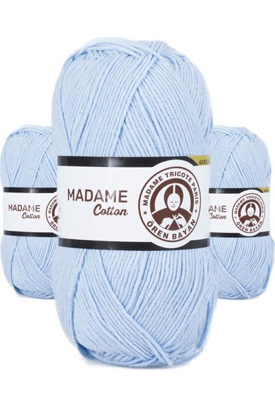 Ören Bayan 3 Adet Madame Cotton El Örgü Ipi Yünü 100 gr 014 Bebe Mavi