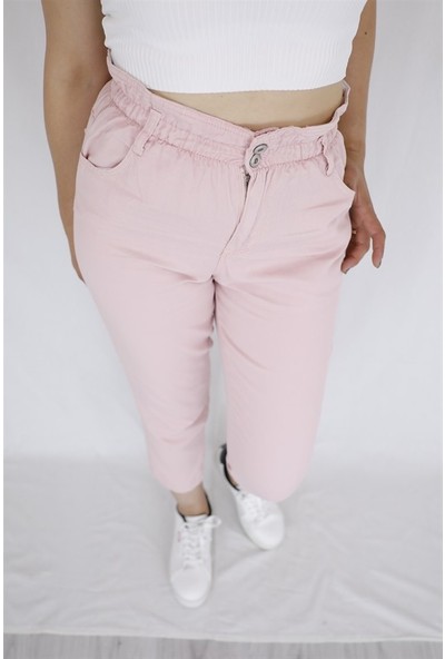 TDW Dress Well Yüksek Bel Beli Lastikli Pantolon - Pembe