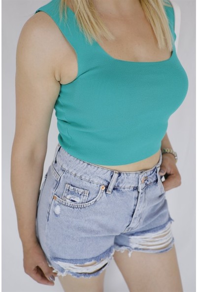 TDW Dress Well Crop Standart Beden - Çağla Yeşili