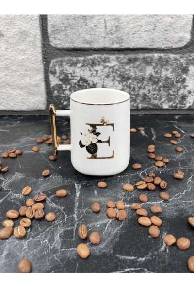 Acar Juite Gold Yaldızlı 225 ml Beyaz Porselen Harf Kupa E Acar Juite Gold Yaldızlı 225 ml Beyaz Porselen Harf Kupa E