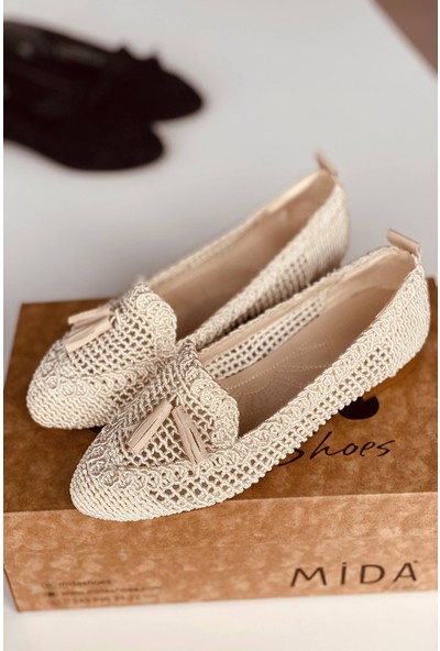 Mida Shoes Ten Örgü Rahat Taban Babet