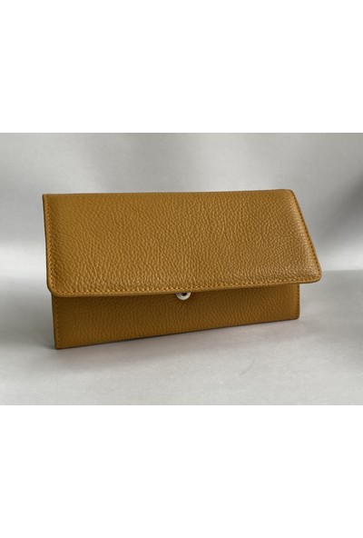 Gümüş Grup Hakiki Deri Kadın Cüzdanı-Sarı KSR001