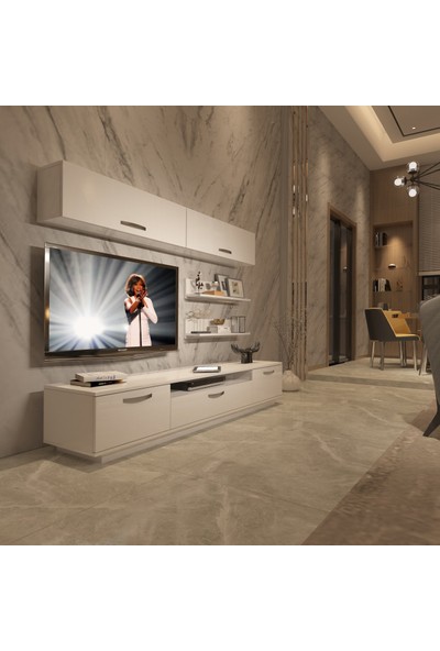 Decoraktiv Trendstyle 5 Slm Tv Ünitesi Tv Sehpası Parlak Beyaz