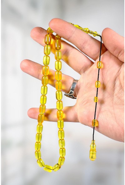 Tesbihkenti Mehmet Sancaktar Imazalı Limon Sarısı Ateş Kehribar Tesbih