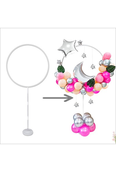 Süsle Bebek ve Parti Çember Balon Standı - 165cm x 75cm (Balonlar Hariç) Süsle Bebek ve Parti Çember Balon Standı - 165cm x 75cm (Balonlar Hariç)