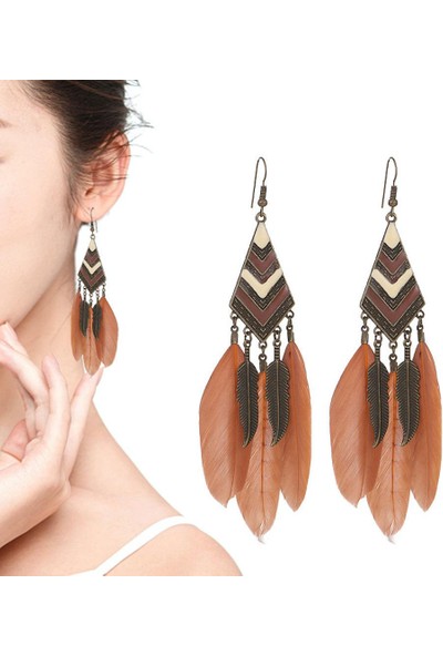 Allfun Uzun Küpeler Yapraklar Eşkenar Dörtgen Püskül Tüy Kahverengi Alaşımlı Opal Festival Için (Yurt Dışından) Allfun Uzun Küpeler Yapraklar Eşkenar Dörtgen Püskül Tüy Kahverengi Alaşımlı Opal Festival Için (Yurt Dışından)