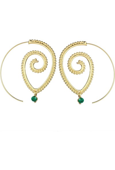 Allfun Festival Için Küpeler Abartılı Vortex Dişli Turkuaz Spiral Alaşım Zirkon Takı (Yurt Dışından)