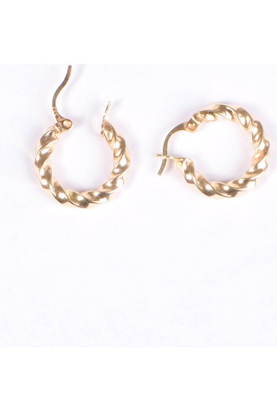 Saçak Kuyumculuk Halka Burgu 8k Altın Küpe 865