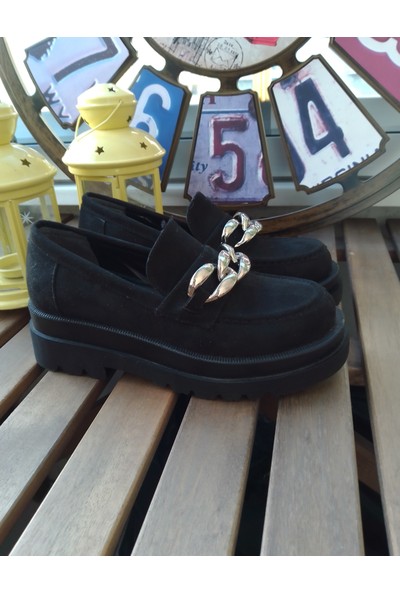 Pink Oxfort Dolgu Taban Süet Tokalı