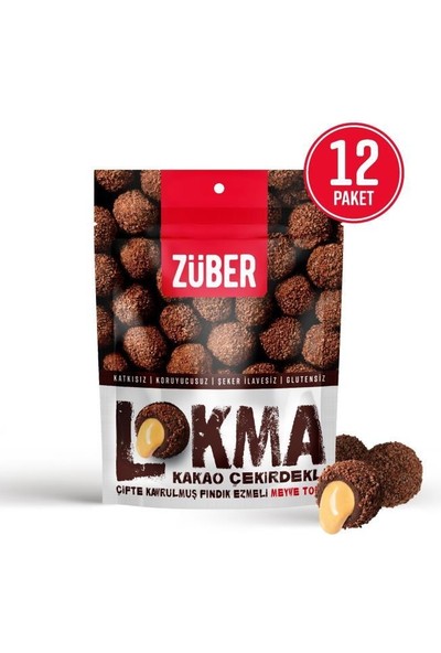 Züber Lokma Kakao Çekirdeği Kaplı Fındık Ezmeli Meyve Topu 12 x 96 gr Züber Lokma Kakao Çekirdeği Kaplı Fındık Ezmeli Meyve Topu 12 x 96 gr