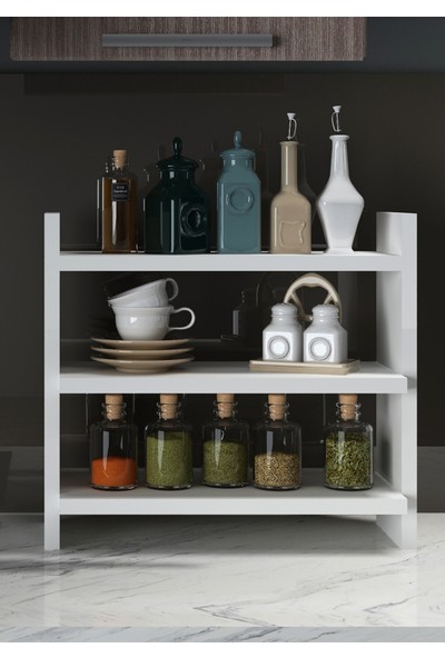 Sanal Mobilya Darvin Çok Amaçlı Raf Parlak Beyaz