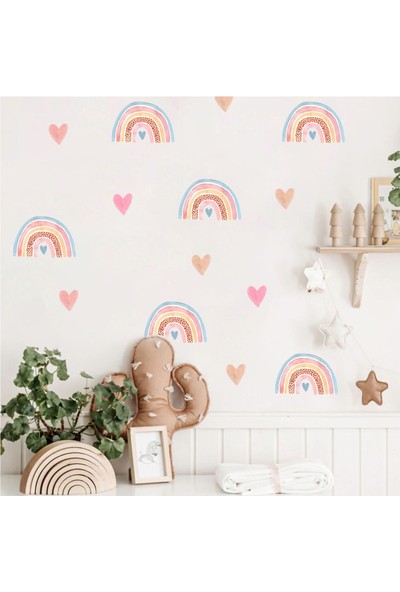 Piksel Grafik Mini Gökkuşağı ve Kalpler Çocuk Odası Duvar Sticker Piksel Grafik Mini Gökkuşağı ve Kalpler Çocuk Odası Duvar Sticker