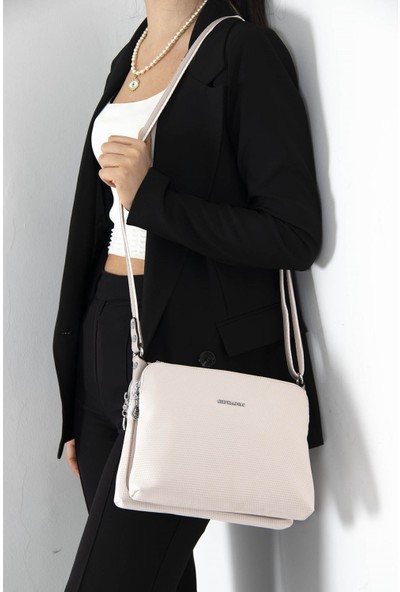 Silver & Polo Silver Polo Bej Beş Bölmeli Kadın Çapraz Çanta SP850